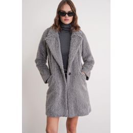 Strukturierter langer Mantel mit Kragenjacke