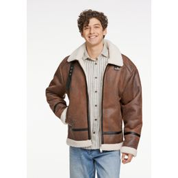 Hemdjacke LINDBERGH "Casual Jacke Oversize Fit", Herren, Gr. L, braun, Obermaterial: 100% Polyester, Jacken