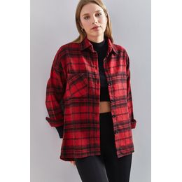 Karierter Langarmshirt mit Tasche