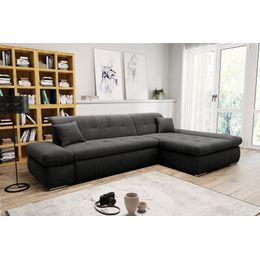 Ecksofa DOMO collection "MORIC 300x172 cm, XXL-Sofa mit viel Platz, L-Form, auch in Cord", grau, B:300cm H:80cm T:172cm, Kunstleder SOFTLUX / Struktur (90% Polyester/ 10% Polyacryl);Microfaser PRIMABELLE (100% Polyester)/ Struktur (90% Polyester/ 10% Polyacryl), Sofas, Ecksofa, wahlweise mit Bettfunktion und Armteilverstellung, Cord