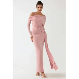 Asymmetrisches Kragen Bodycon Maxi Kleid