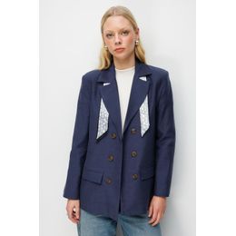 Leinenblazerjacke mit Schal-Detail