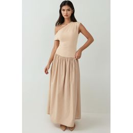 Asymmetrisches Kragen Fitted Maxikleid