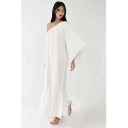 Asymmetrisches Kragen-Off-Shoulder-Maxi-Kleid