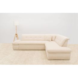 Ecksofa DOMO collection "MORIC 273x216 cm, L-Form, auch in Cord", beige (creme), B:273cm H:80cm T:216cm, 100% Polyester, Sofas, Ecksofa, wahlweise mit Bettfunktion und Armlehnenverstellung, auch in Cord
