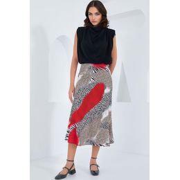 Satin A-Linie Midi-Rock mit elastischem Bund