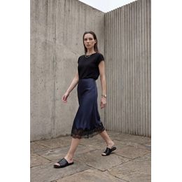 Spitzenverzierte Satin-Midi-Rock