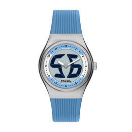 Quarzuhr Fossil "Archival Big Tic", blau, silberfarben, edelstahlfarben, Armbanduhren, Herren, Quarzuhr, Armbanduhr, Herrenuhr, Silikonarmband, analog, digital