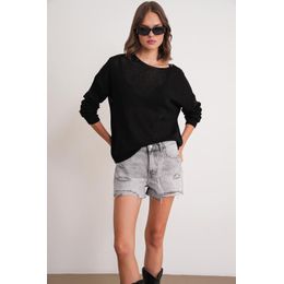 &Uuml;bergro&szlig;er Bootsausschnitt-Strickpullover