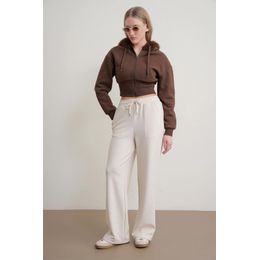 Hochtaillierte Pull-On Gerade-leg-Hosen mit Taschen