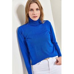 Taillierter Stehkragen-Ripp-Pullover