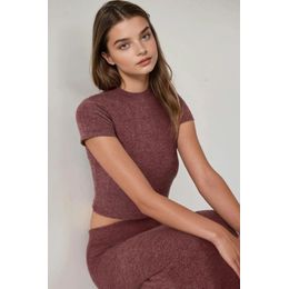 Schmal geschnittene gestrickte Crop-Bluse