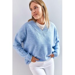 V-Ausschnitt Langarmpullover