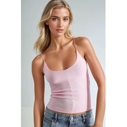 Schmal geschnittene gerippte V-Ausschnitt-Bluse