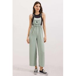 L&auml;ssig geschnittene lange Denim-Latzhose mit Tasche