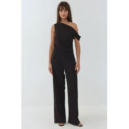 Weitgelegte asymmetrische Kragen-Jumpsuit