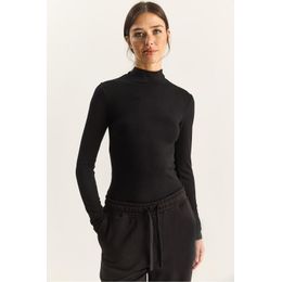 Slim Fit Langarm-Halbkragenoberteil