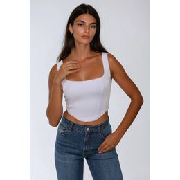 Eckiger Ausschnitt Enges Crop-Top