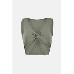 Gestreiftes Crop Top mit gedrehtem Frontdesign