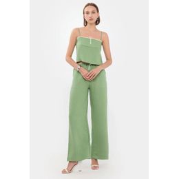 Gestreiftes Quadratisches Dekollet&eacute; Tr&auml;ger-Crop Top