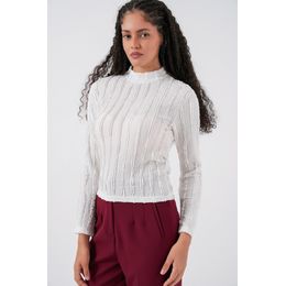 Strukturierte Slim-Fit Halbturtleneck-Bluse