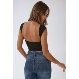 Slim Fit Offene R&uuml;cken Viskose Crop Top