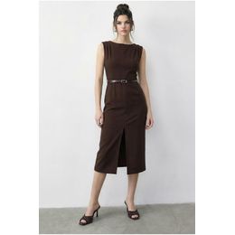 Gepolstertes Midi-Bleistiftkleid mit Bootsausschnitt