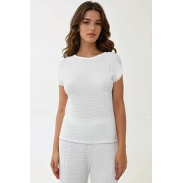 Strukturierter Rundhals-Shortsleeve-Top