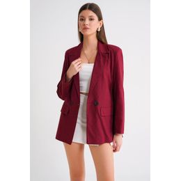 Leinenmischung Knopfblazer Jacke