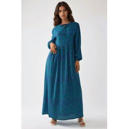 Bedrucktes A-Linien Maxikleid mit Rundhalsausschnitt