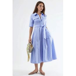 Gurtgetragenes gestreiftes Midi-Hemdkleid