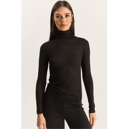 Taillierte Langarm Rollkragenbluse