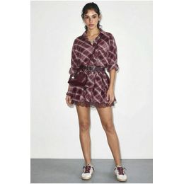 Kariertes Oversized Hemd und Rock-Set