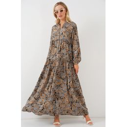 Bedrucktes V-Ausschnitt Maxikleid