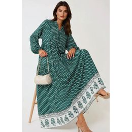 Bedrucktes V-Ausschnitt Maxikleid