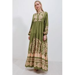 Bedrucktes V-Ausschnitt Maxikleid