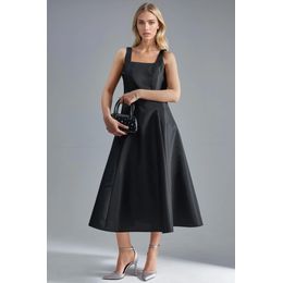 Kleid mit quadratischem Ausschnitt im A-Linien-Schnitt midi