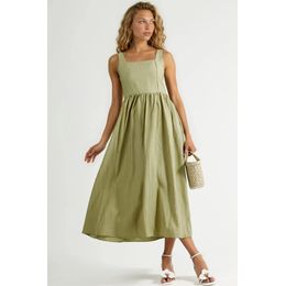 Kombinierbares Midi-Kleid mit quadratischem Kragen