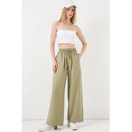 Hochtaillierte Weite Hose mit Tasche