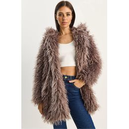 Oversize Kapuzenjacke aus Kunstfell