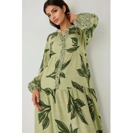Bedrucktes lang&auml;rmliges Viskose-Maxi-Kleid