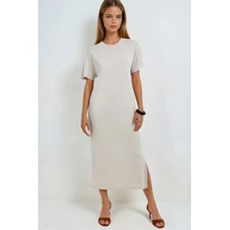 Lockeres Midi-Kleid mit Schlitz
