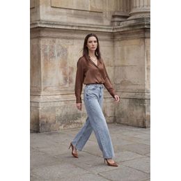 Hochtaillierte gerade Denim-Jeans