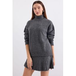 Strukturierter Oversized Rollkragen-Strick-Set