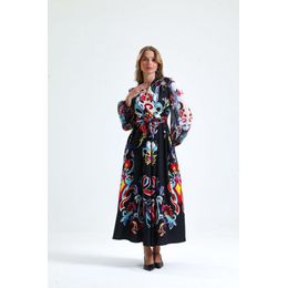 Blumenmuster Maxi A-Linien Kleid