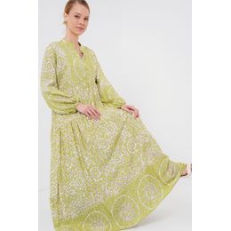 Bedrucktes V-Ausschnitt Maxi-Kleid
