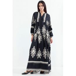 Bedrucktes V-Ausschnitt Maxikleid