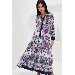 Bedrucktes V-Ausschnitt Maxikleid