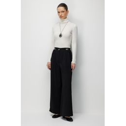 Hochtaillierte Weitbein-Hose mit Accessoire-Detail