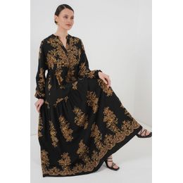 Gemustertes V-Ausschnitt Maxikleid